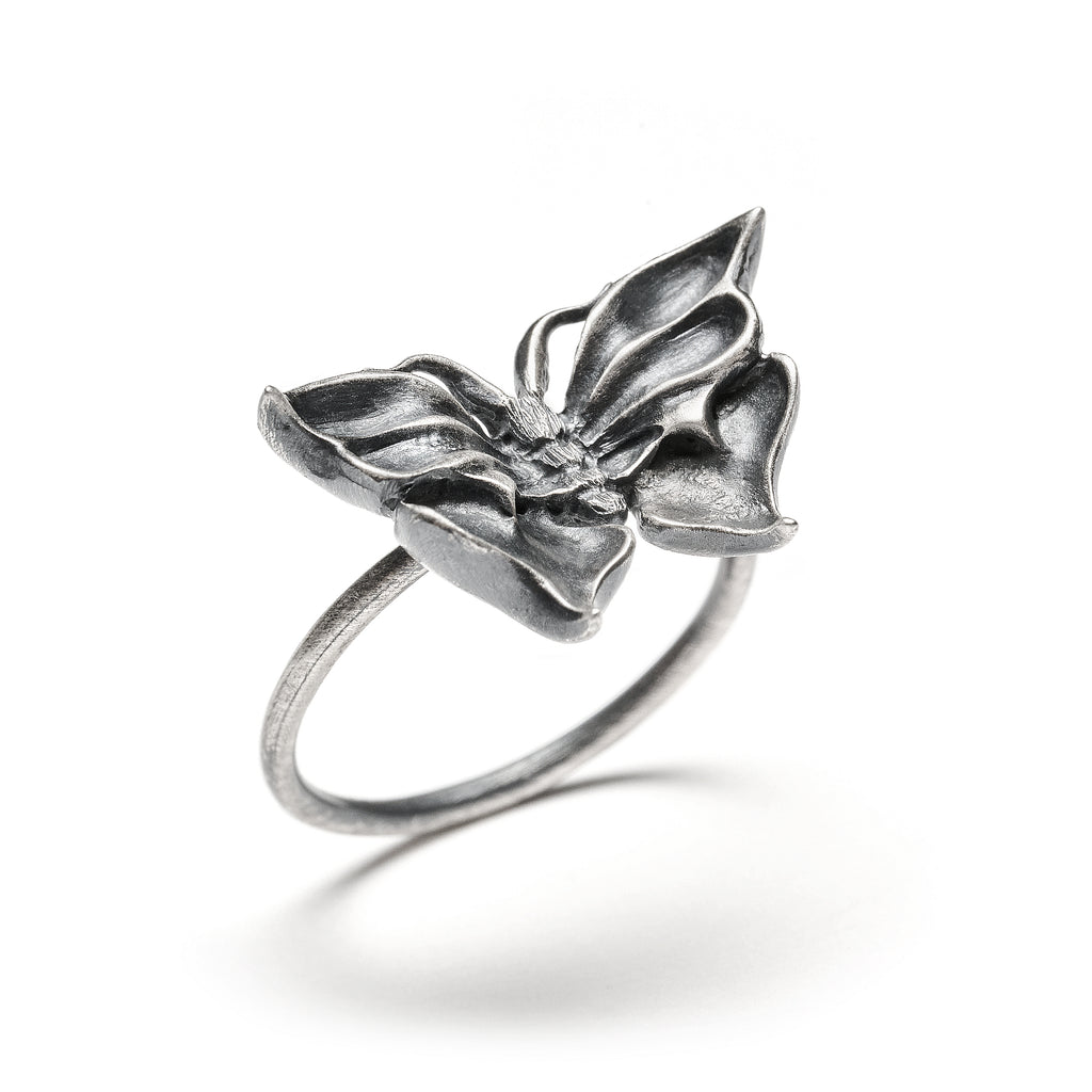 Petite Datura Moth. Sterling Silver Ring. – Blood Milk Jewels