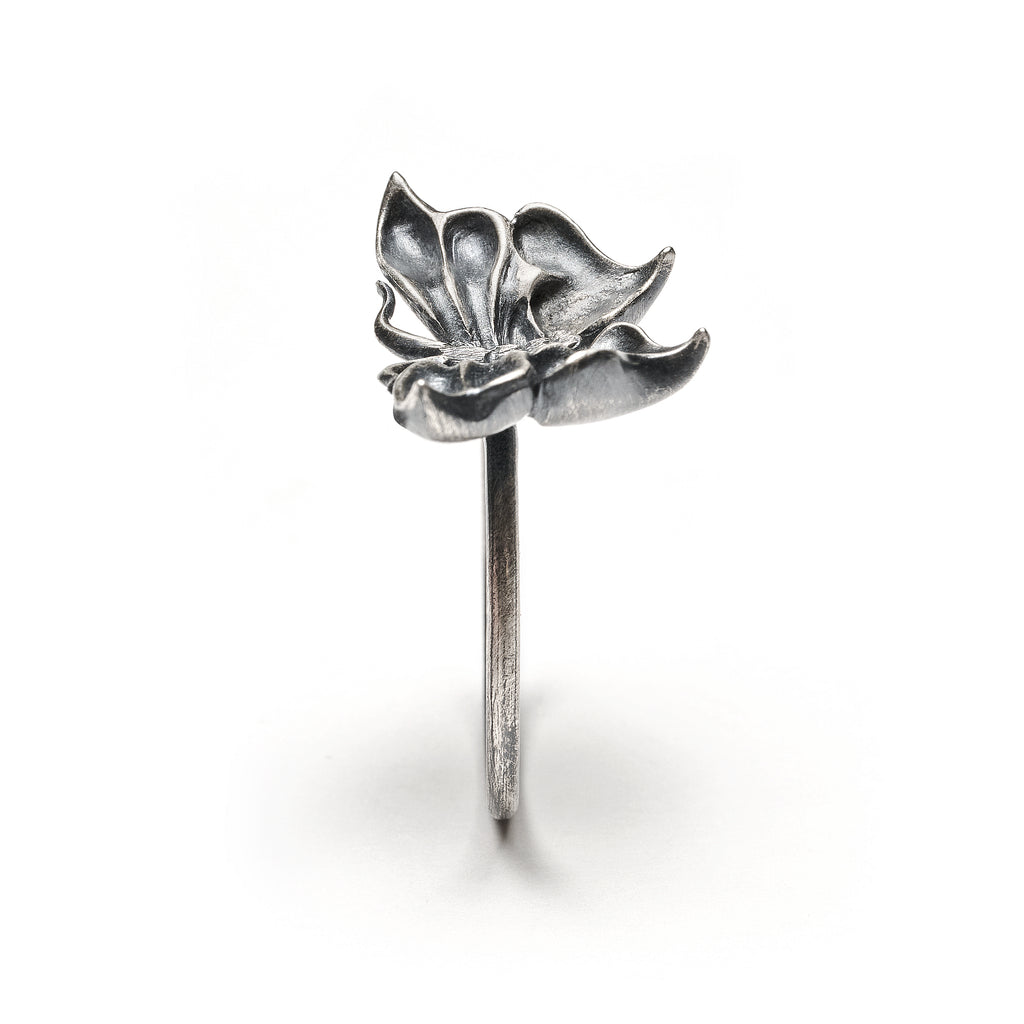 Petite Datura Moth. Sterling Silver Ring. – Blood Milk Jewels