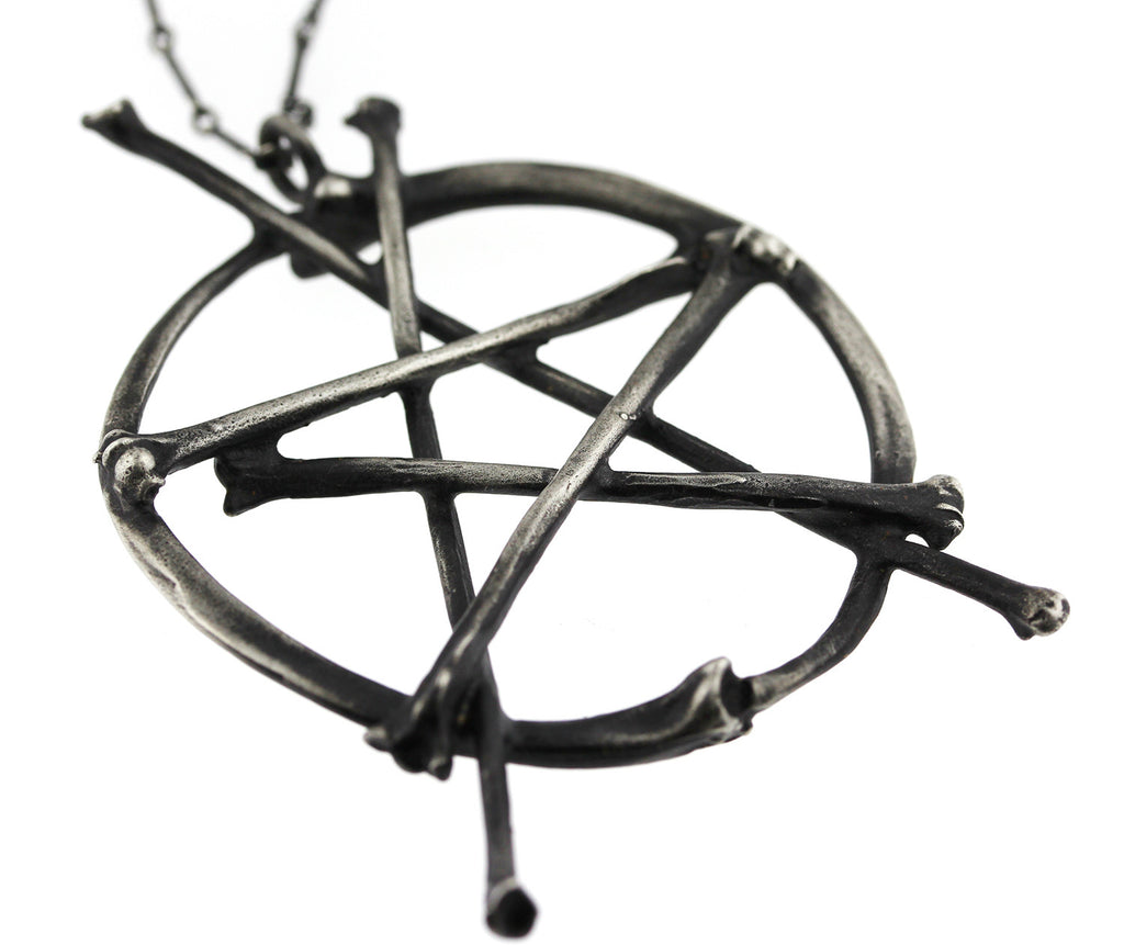 Snake Rib & Bat Wing Bone Pentacle Necklace – Blood Milk Jewels