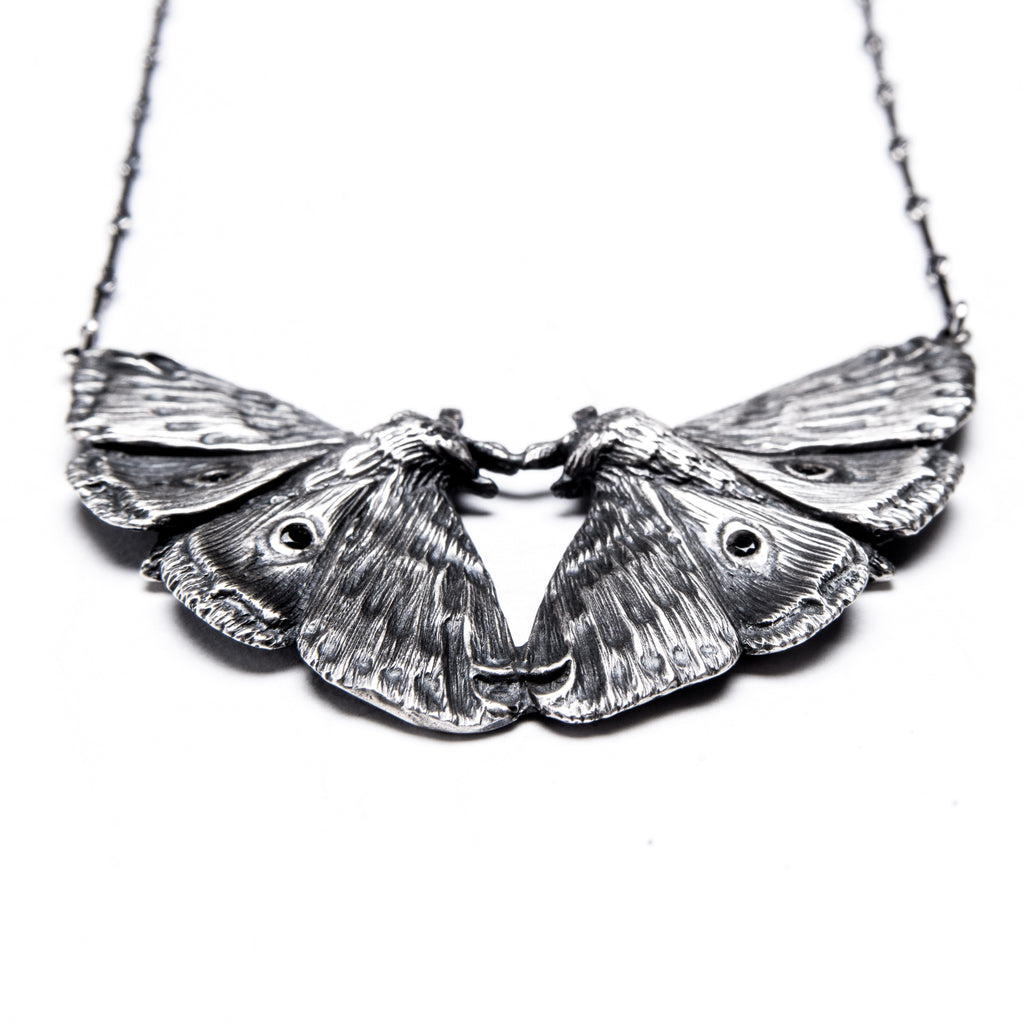 Planchette Moth Twins Necklace with black czs – Blood Milk Jewels
