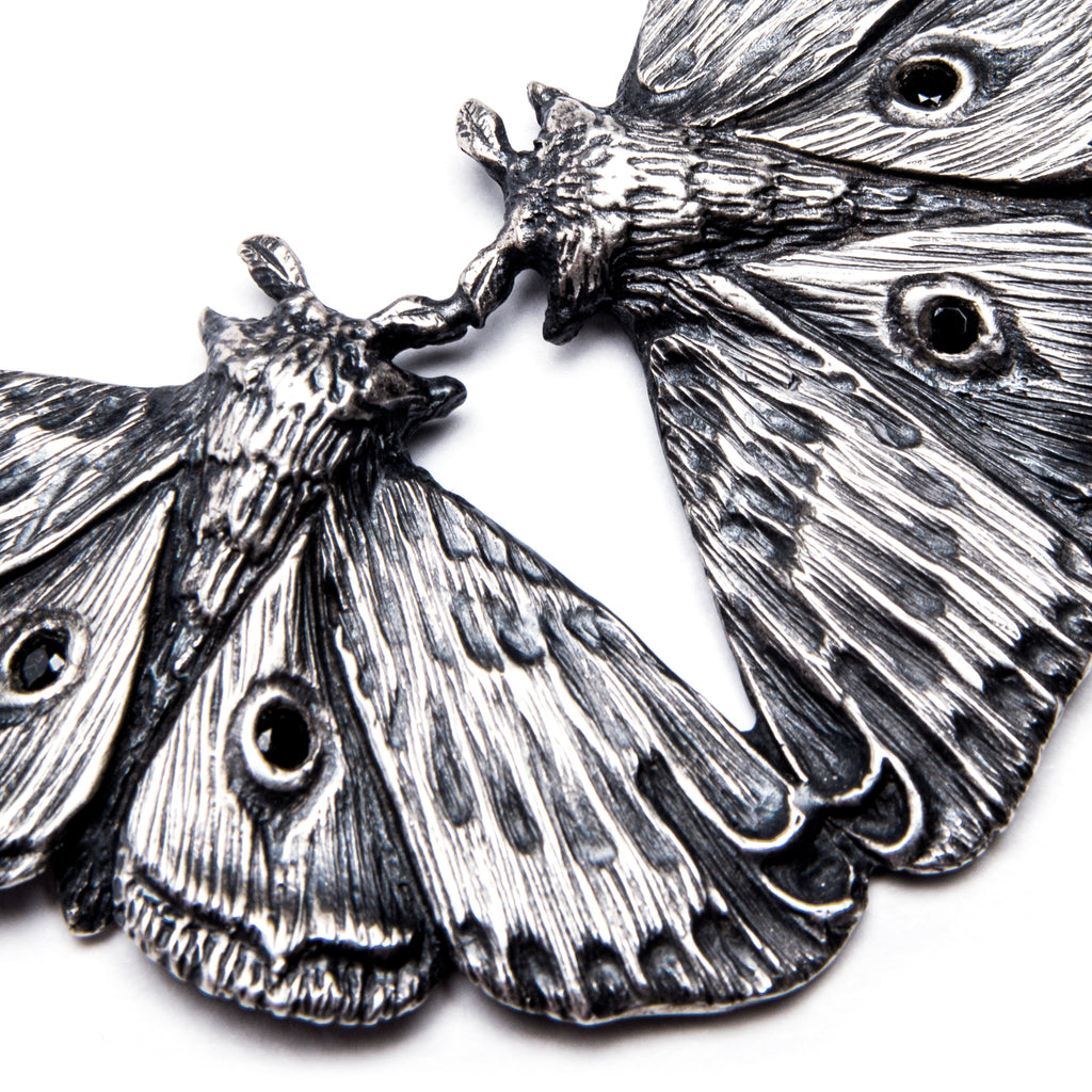 Planchette Moth Twins Necklace with black czs – Blood Milk Jewels