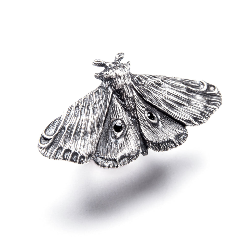 Planchette Moth Ring with black czs – Blood Milk Jewels