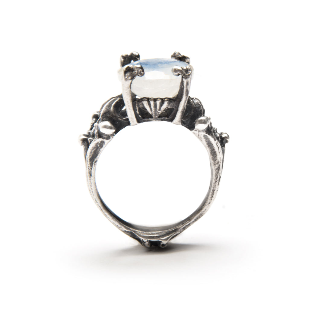 Nyx's Jewel. Sterling Silver & Moonstone Ring. – Blood Milk Jewels