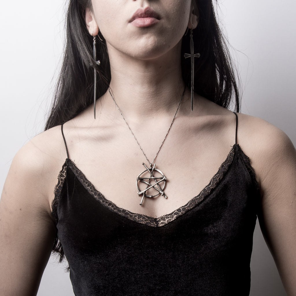 Mini Snake Rib & Bat Wing Bone Pentacle Necklace – Blood Milk Jewels